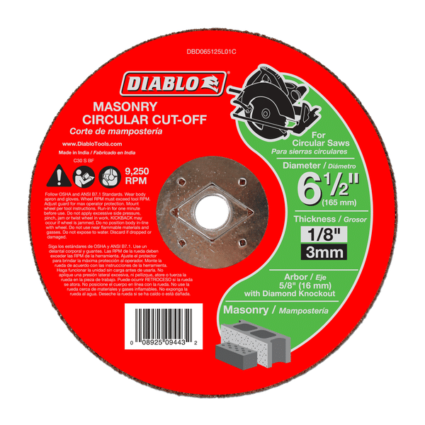 DBD065125L01C Cut Off Grinding Discs Masonry Cutting Bonded Abrasive